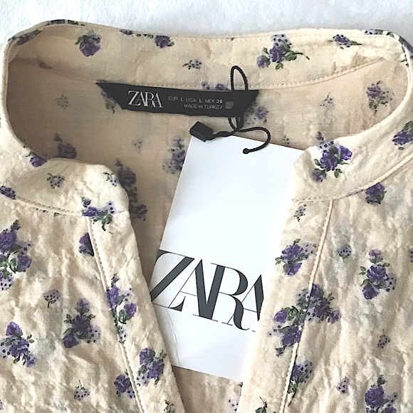 Zara | Tops | Zara Ruffle Blouse Floral Print New With Tag | Poshmark